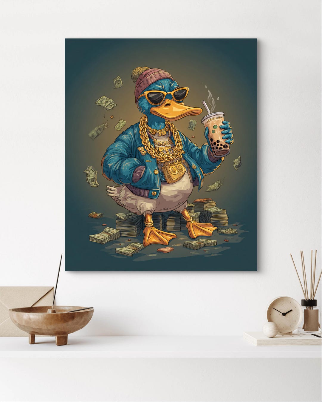 Gangster Duck With Bubble Tea | Fun Animal Wall Art Print | Digital ...