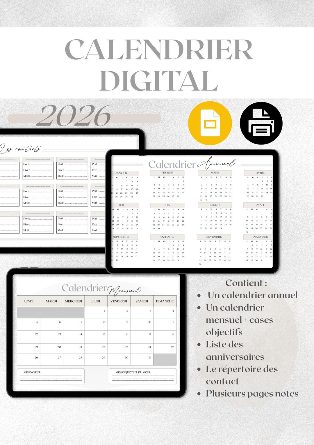 2026 Digital Calendar (google Slides) | Monthly & Yearly Planner ...