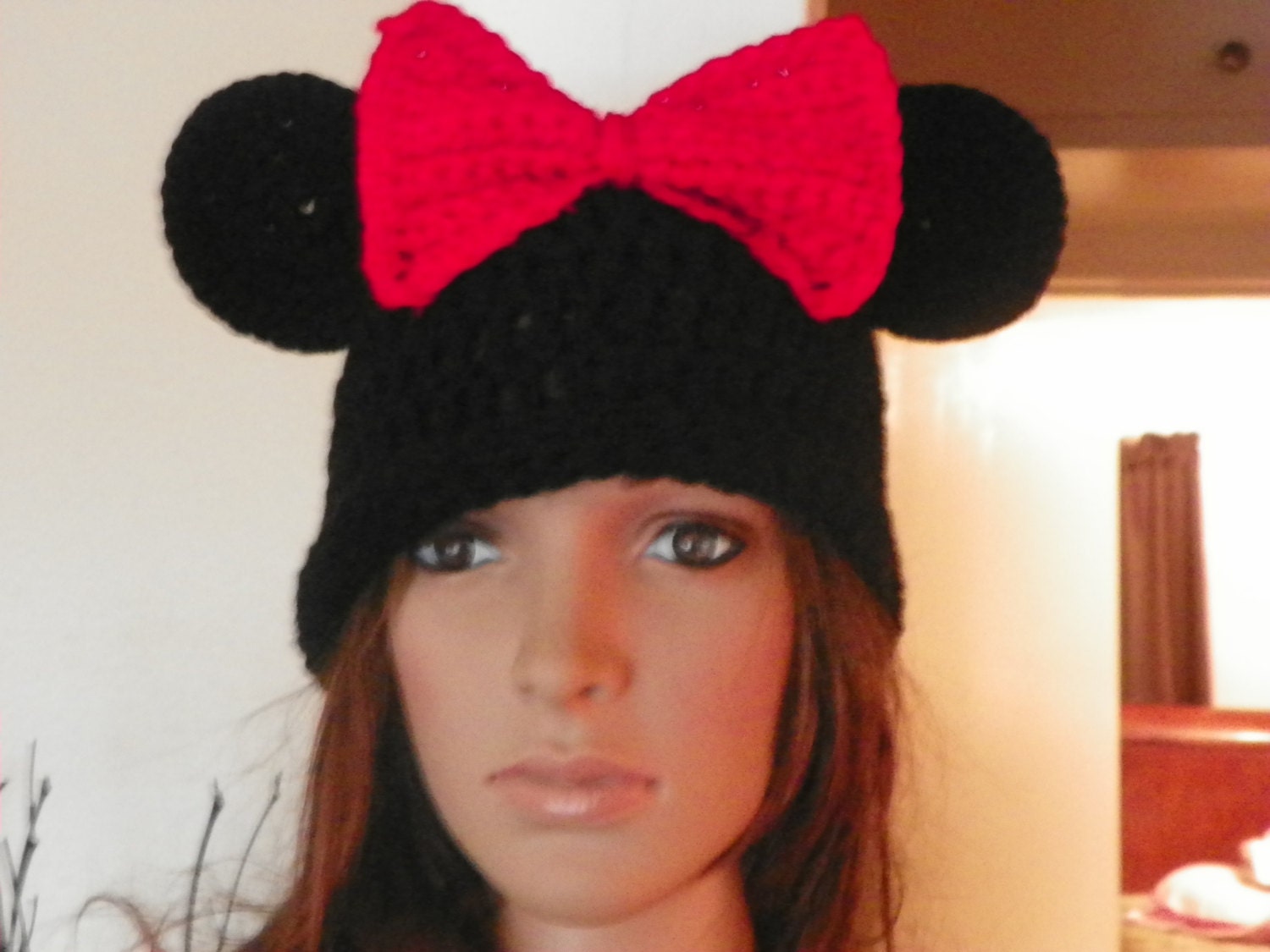 Minnie Mouse Hat With a Large Red Bow Sizes Baby Teen-adult - Etsy