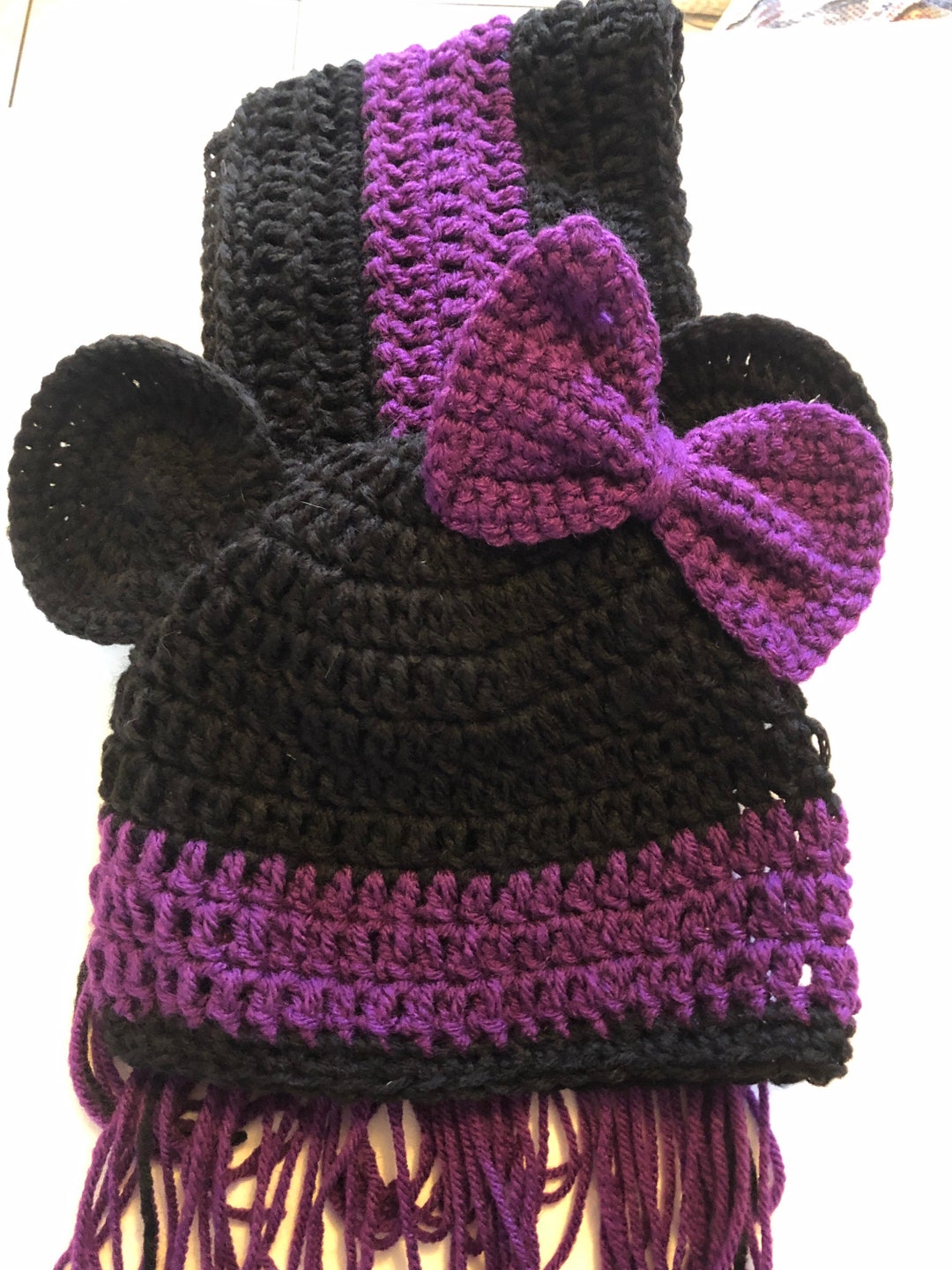 Minnie Mouse Hat & Scarf Set Sizes Teen Adult-large Adult Large - Etsy