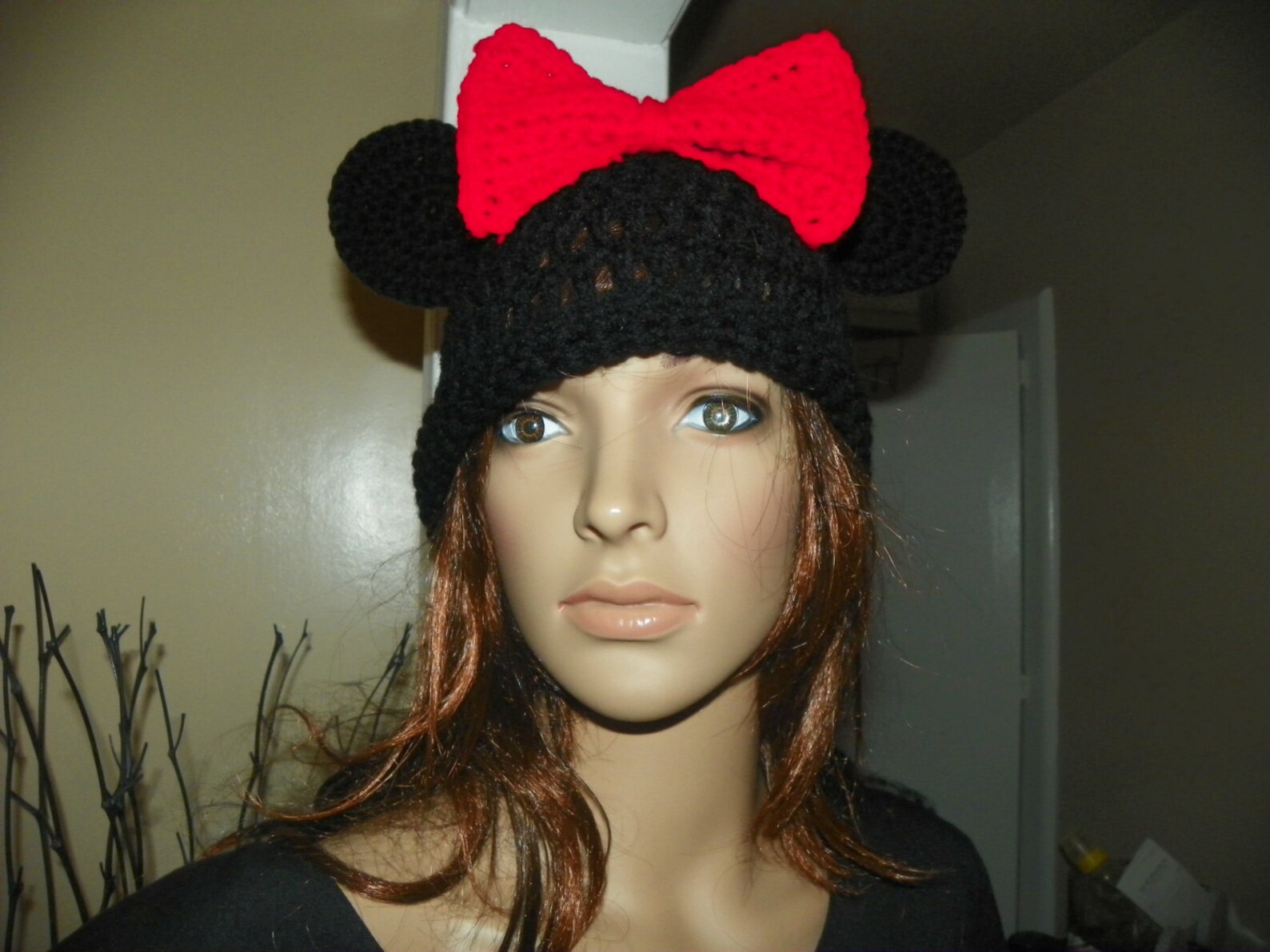 Minnie Mouse Hat With a Large Red Bow Teen-adult Guaranteed to Stay Up ...