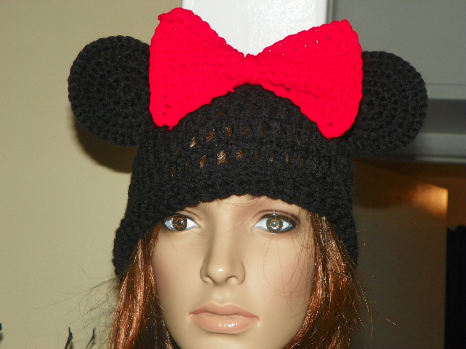 Minnie Mouse Hat With a Large Red Bow Sizes Baby Teen-adult - Etsy
