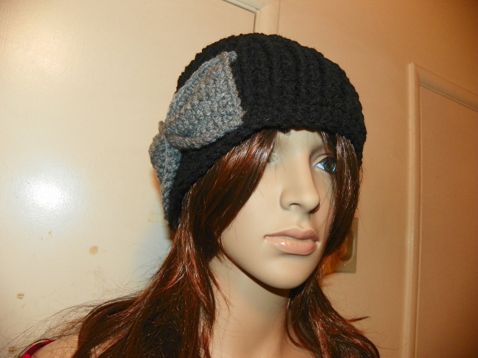 Black Rib Hat With a Gray Bow Perfect for That Oakland Raider - Etsy