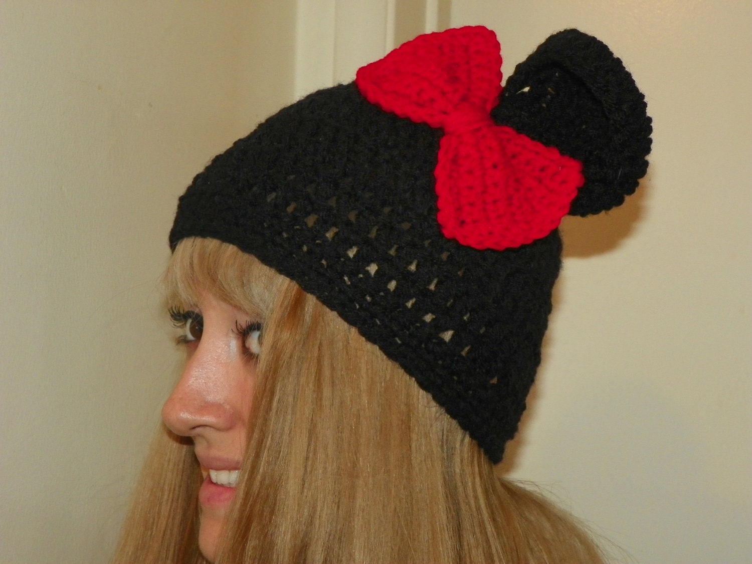 Minnie Mouse Hat With a Medium Bow Choose Your Color Sizes 2-adult ...