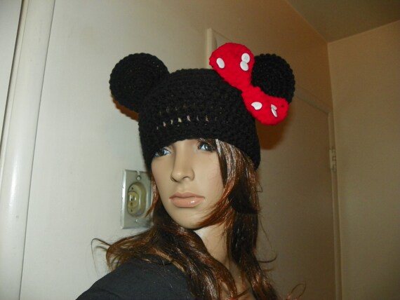 Minnie Mouse Hat With a Red Bow and White Buttons Mickey Mouse | Etsy