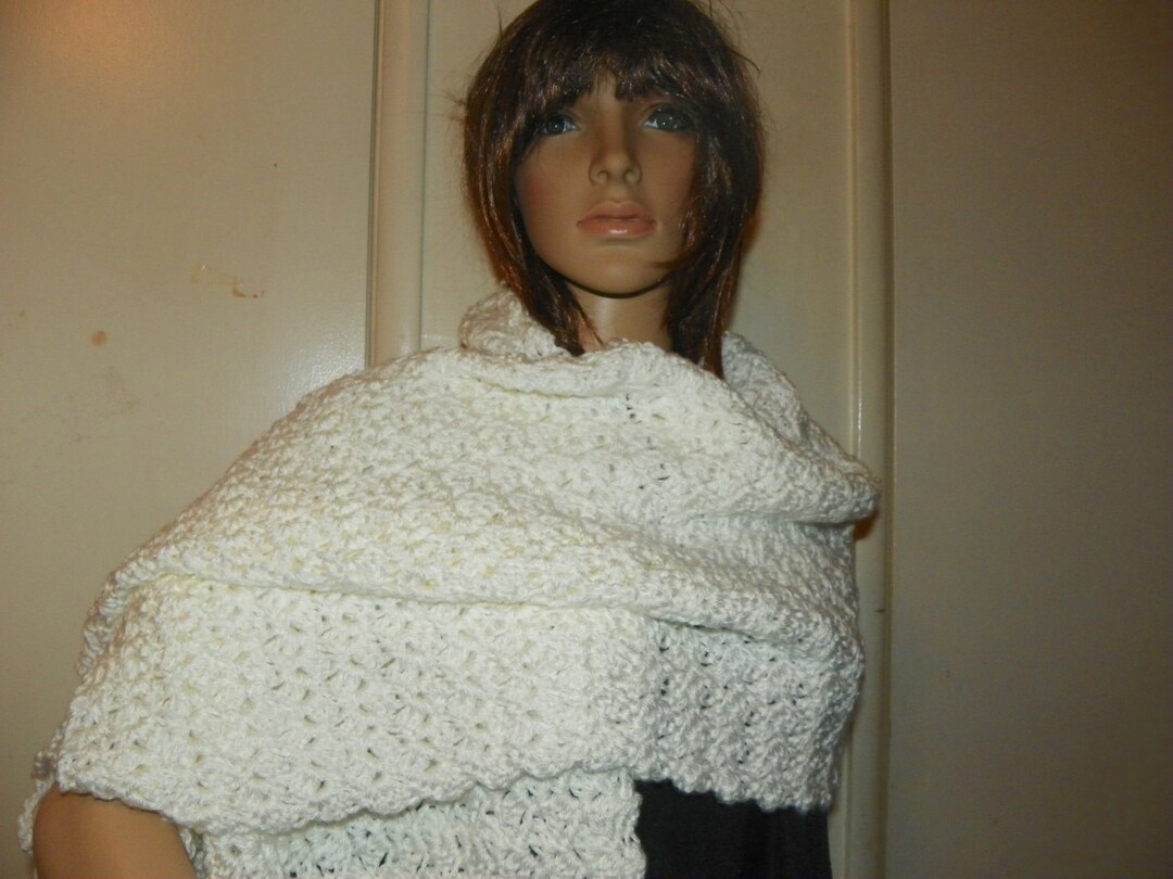 Stunning Ivory Wrap Shawl Elegante Wrap Handmade Crochet Ready to Ship ...