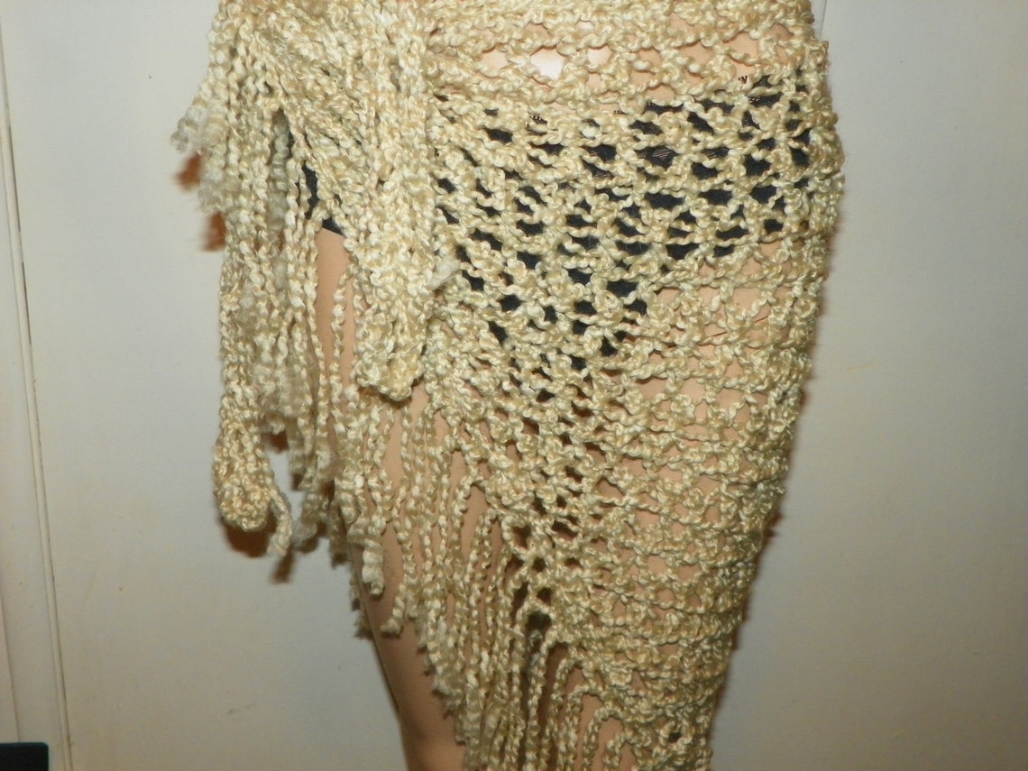 Beach Sarong Ivory Silky Wrap Hand Crochet One of a Kind - Etsy