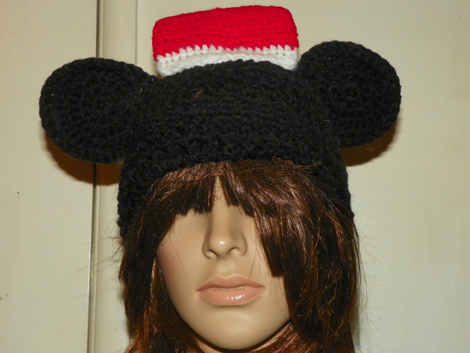 Mickey Mouse Santa Hat for Size Adult | Etsy