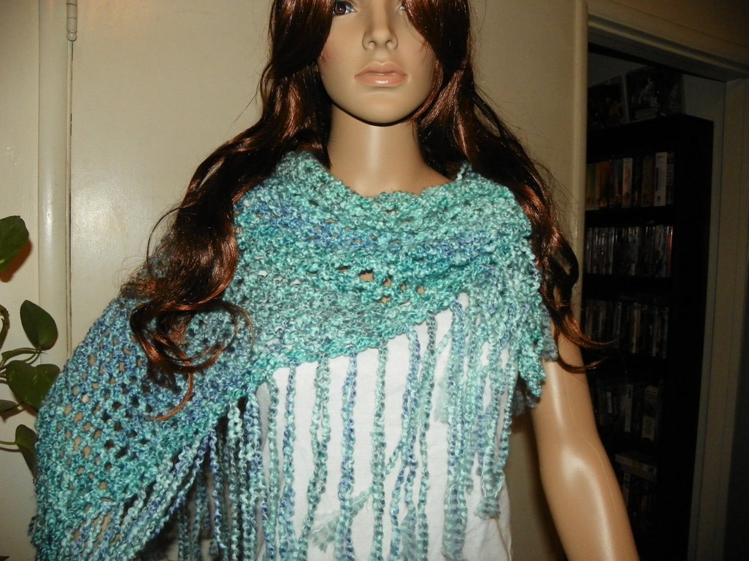 Silky Aqua Blue Waves Shawl Wrap Neck Warmer Bikini Wrap All in One ...