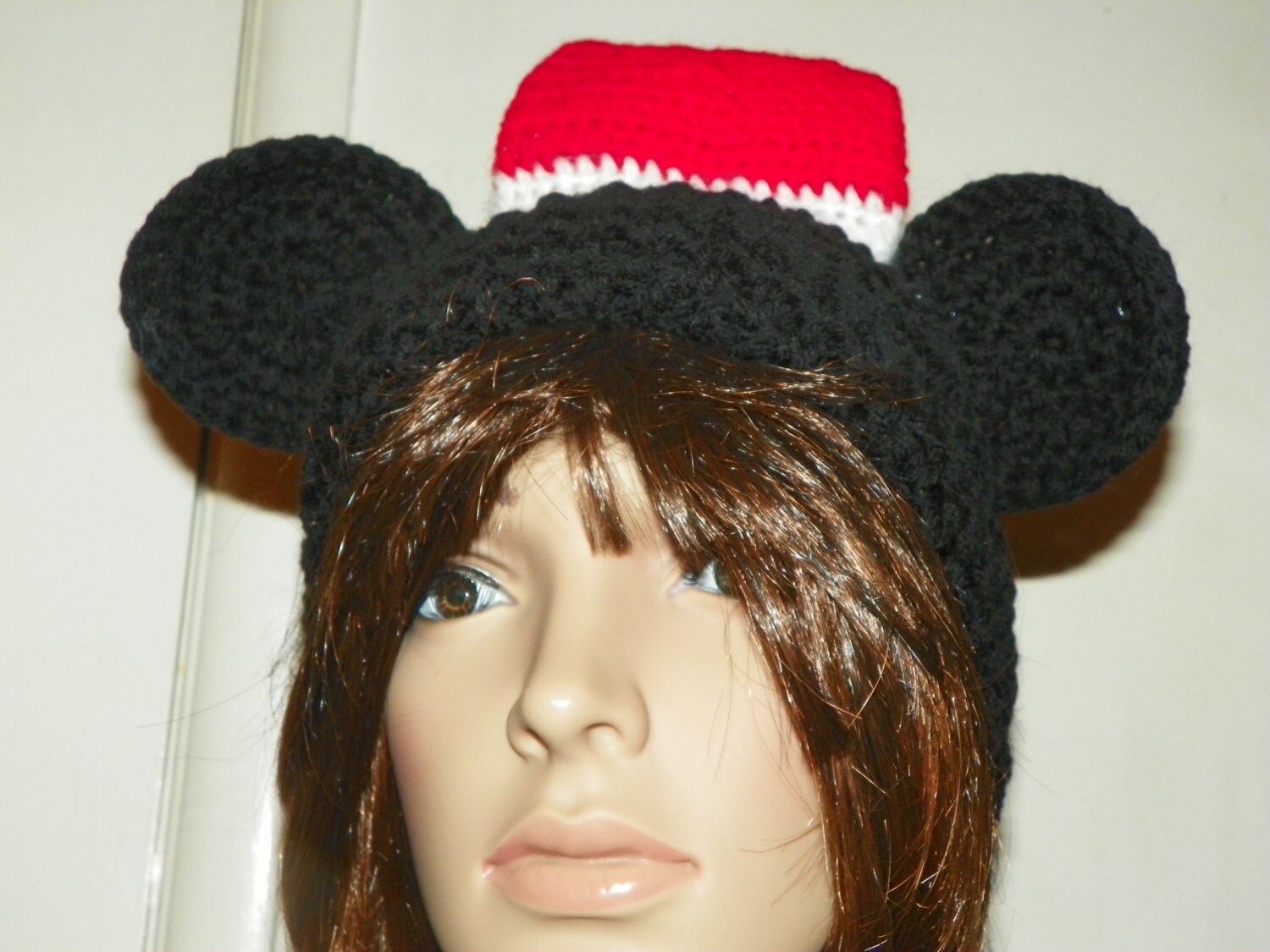 Mickey Mouse Santa Hat for Size Adult | Etsy