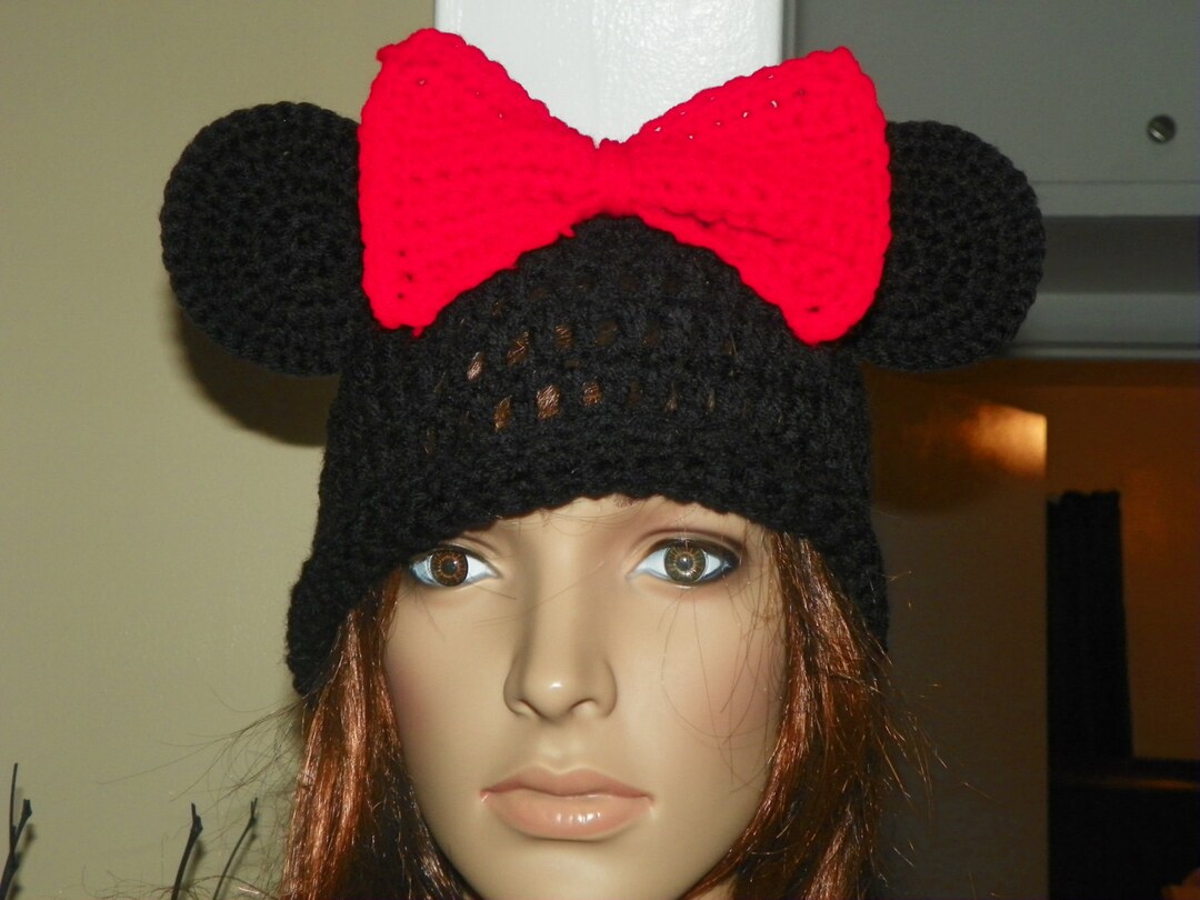 Minnie Mouse Hat With a Large Red Bow Teen-adult Guaranteed to Stay Up ...