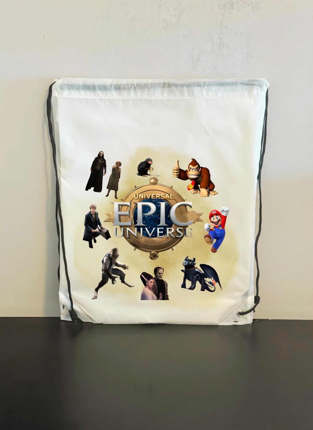 Epic Universe Themed Drawstring Backpack - Custom DTF Printed Bag ...