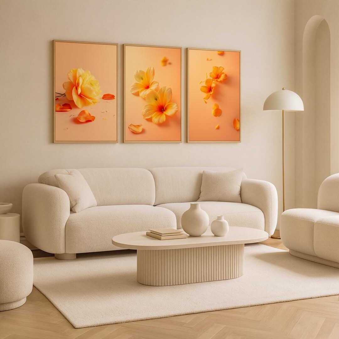 Set of 3 Printable Posters - Salmon Flower Themes - Etsy