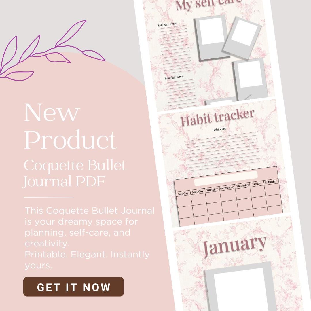 Coquette Core Bullet Journal – Digital Journal PDF - Etsy
