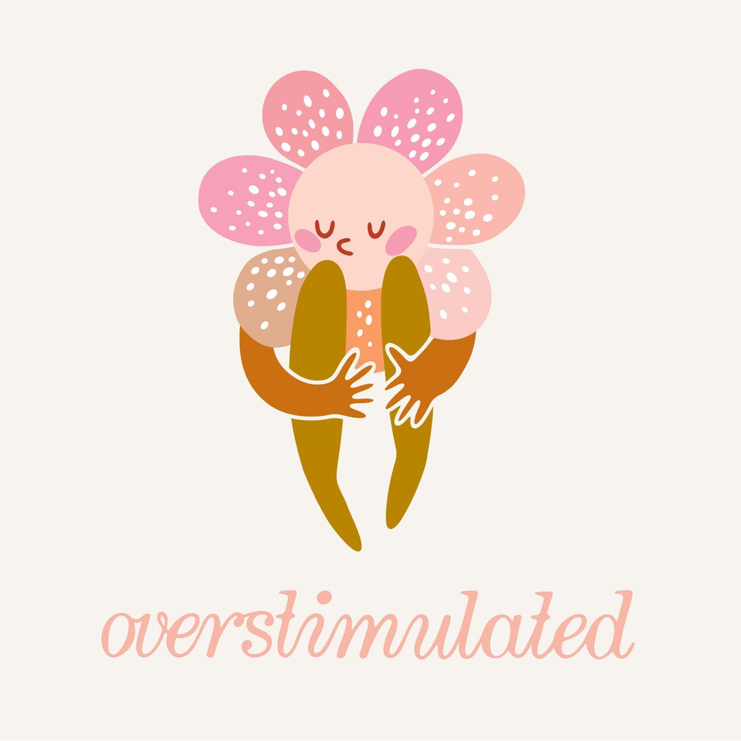 Overstimulated PNG SVG Cute Flower Introvert Sticker for Overstimulated ...