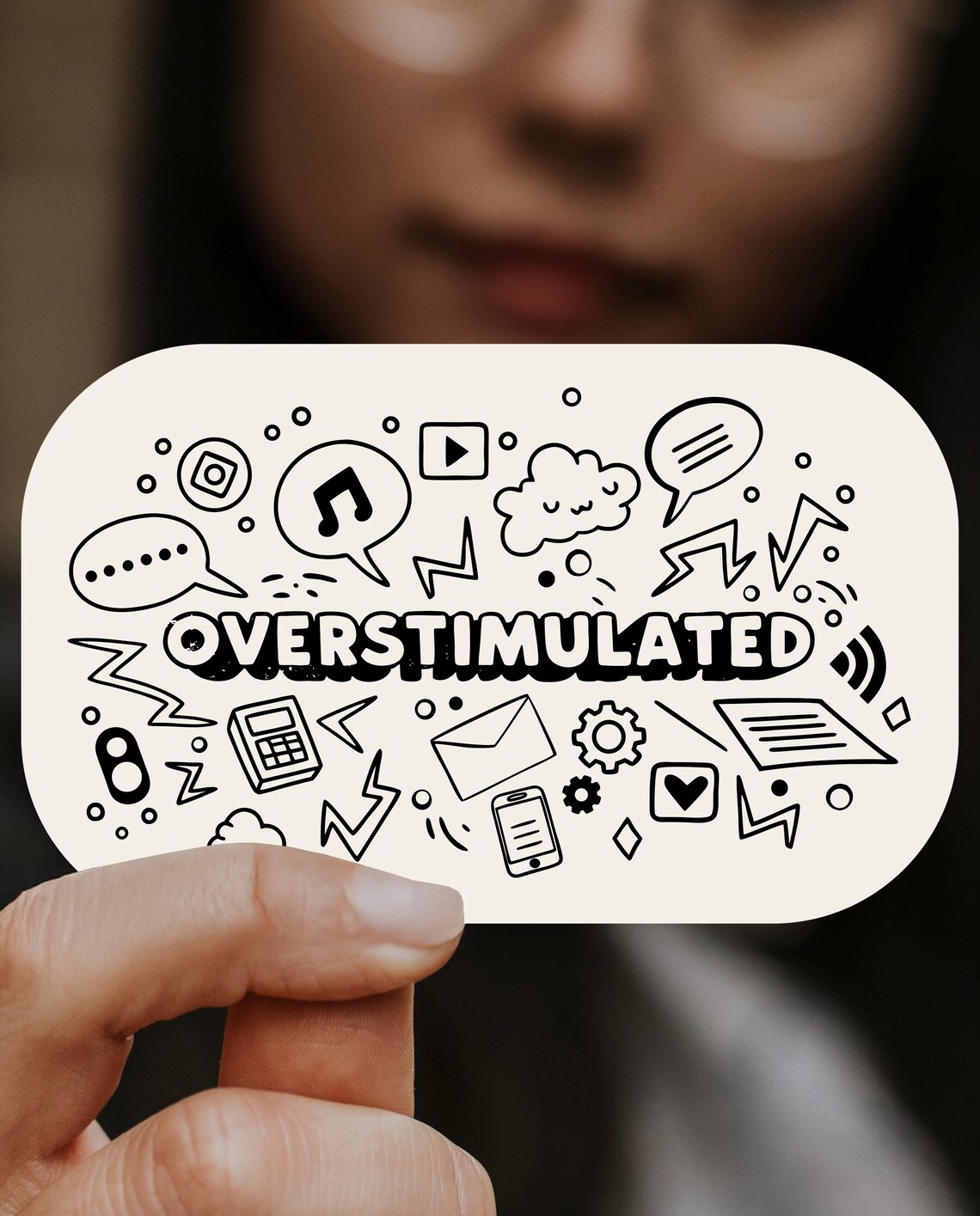 Overstimulated PNG SVG Mental Health Awareness Design Introvert Sticker ...