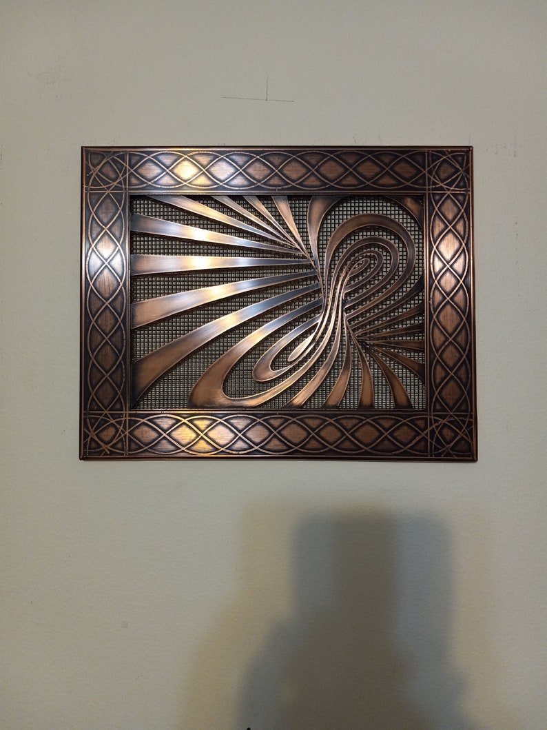Solid Copper Vent Cover With Abstract Pattern, Patina and Wax - Etsy