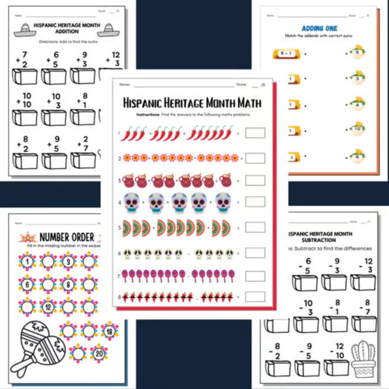 Hispanic Heritage Month Math Activities – Addition, Subtraction, Sudoku ...