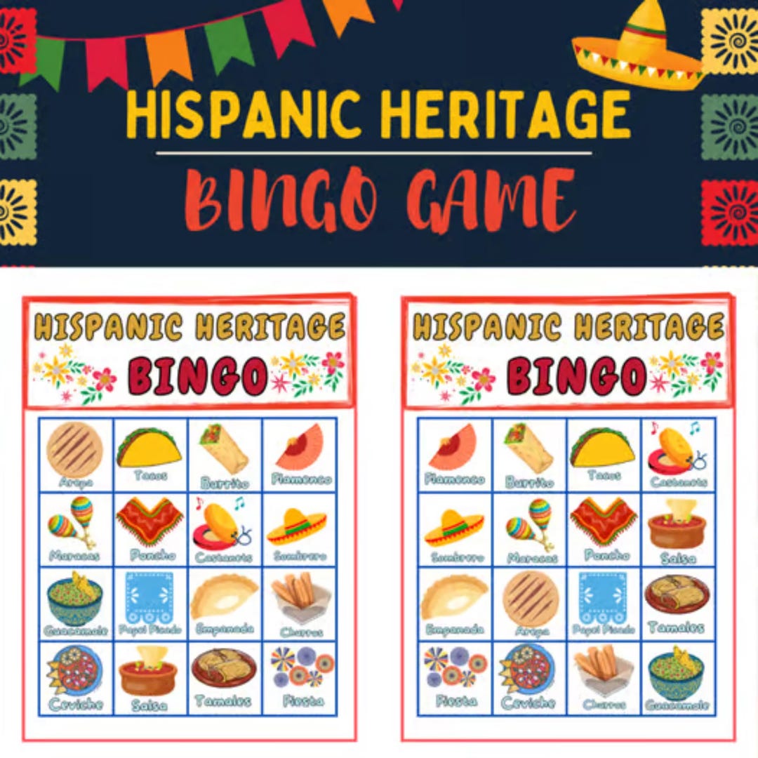 Hispanic Heritage Month Bingo Game Cards – September Cultural ...