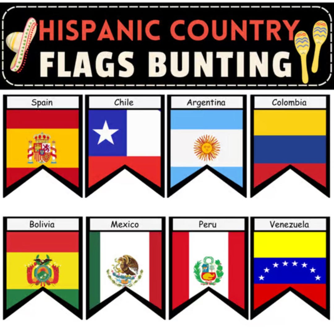 Hispanic Heritage Month Country Flags Bunting - September Bulletin ...