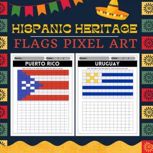 Hispanic Heritage Month Flags Pixel Art – 21 Countries, Coloring ...