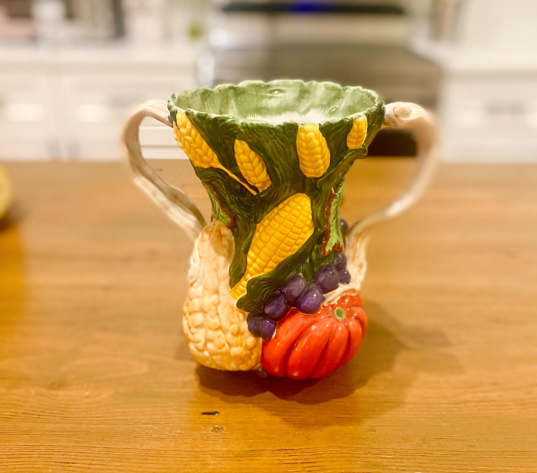 Harvest Themed Ceramic Cornucopia Vase - Etsy