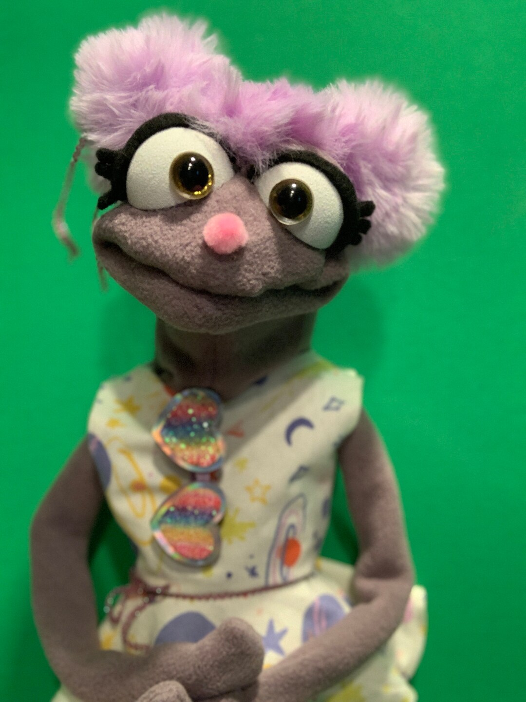 Purple Puff Ball Puppet in Space Theme Dress. - Etsy