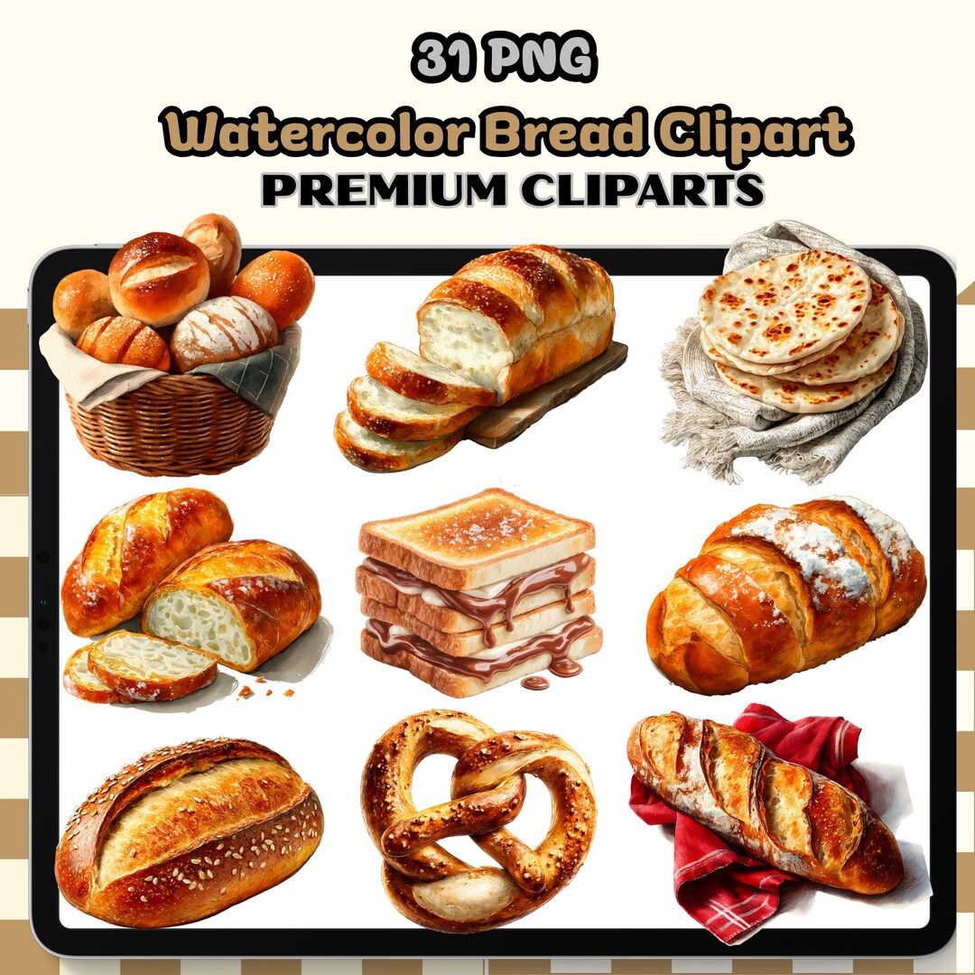 Watercolor Bread Clipart Bundle: Bakery Stickers (digital Download) - Etsy