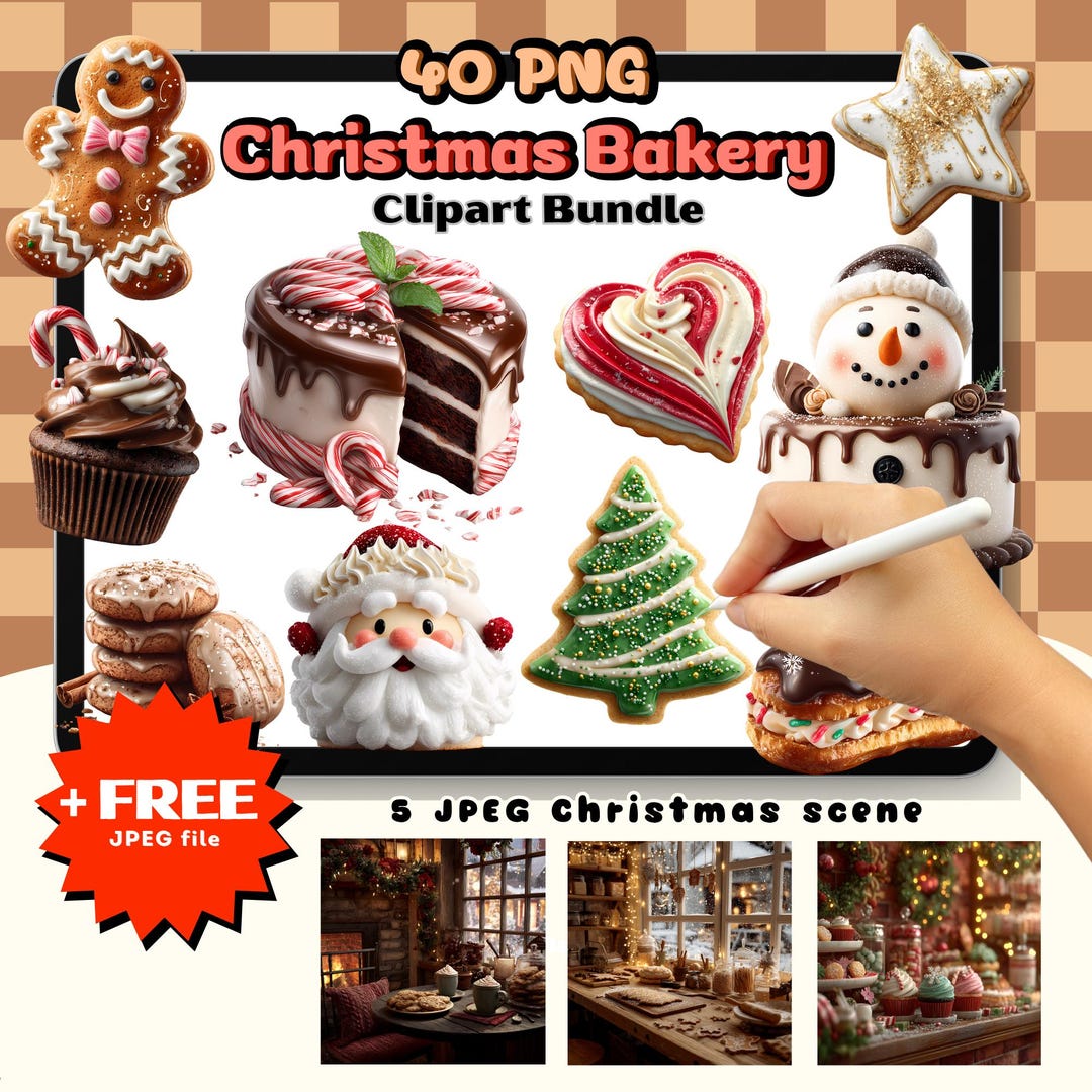 Christmas Bakery Clipart Bundle: Festive Baking Pngs (digital Download ...