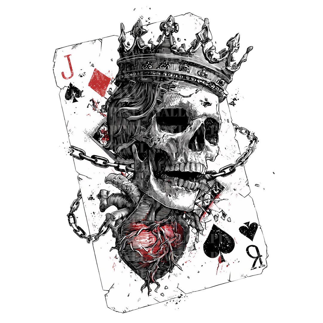Gothic Playing Card Clipart: Dark Fantasy Skull Poker PNG (digital ...