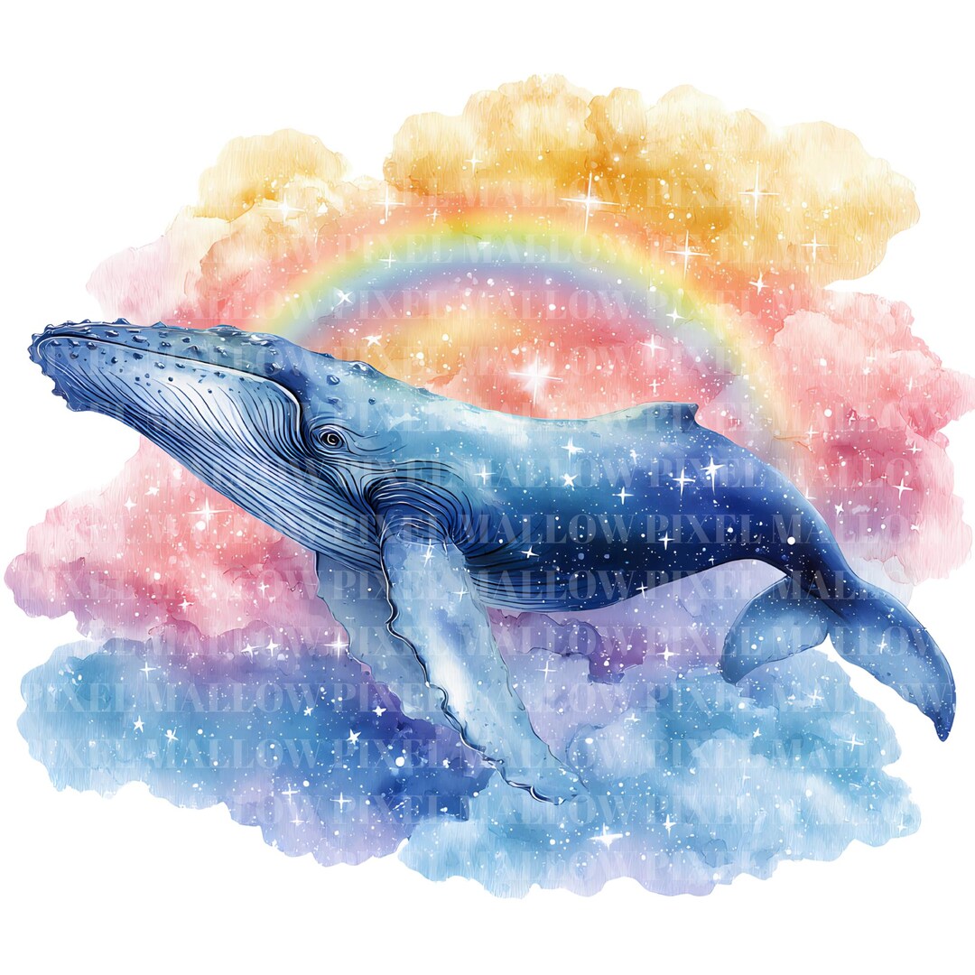 Watercolor Whale Clipart Set: Fantasy Ocean PNG (digital Download - Etsy