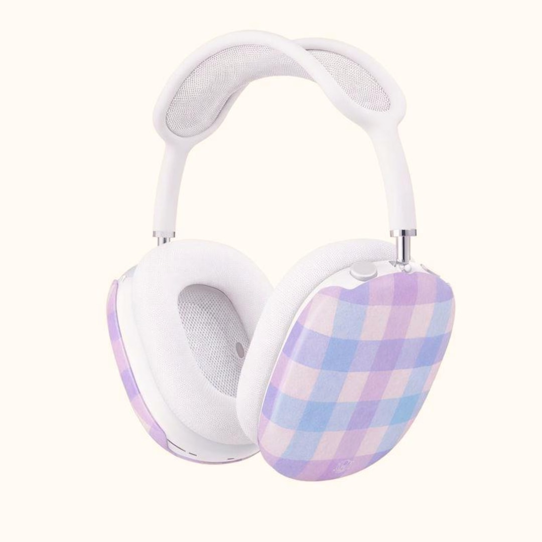Pastel Gingham Airpods Max Covers | Lavender Blue Checkered Headphone ...