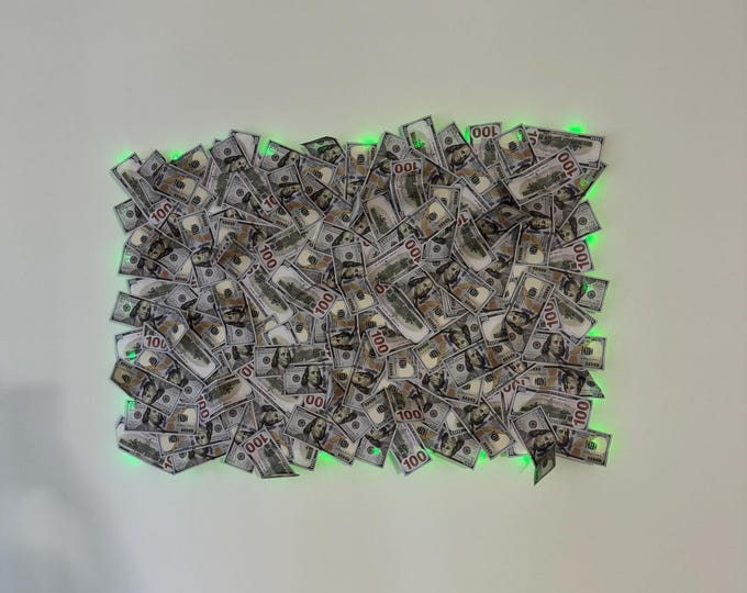 3D Hundred Dollar Bill Wall Art: Handmade LED Relief Canvas - Etsy