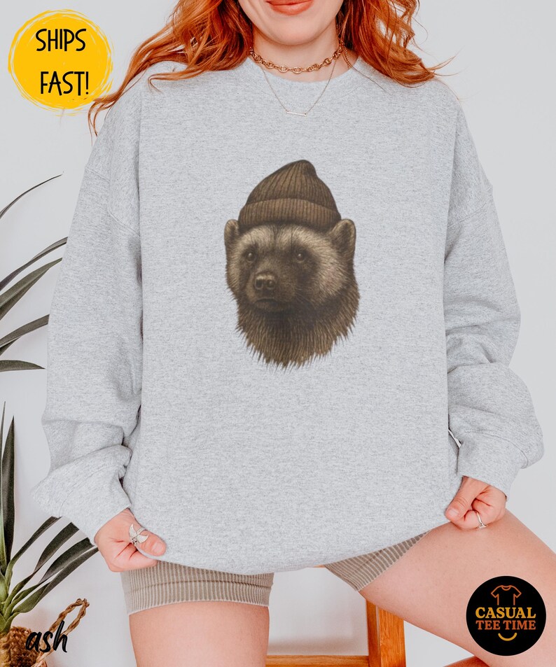 Wolverine Sweatshirt - Animals in Beanies Sweaters, Cozy Winter ...