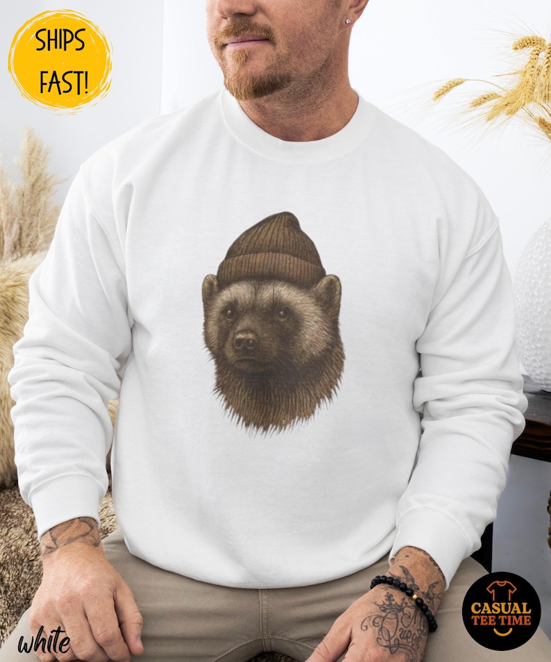 Wolverine Sweatshirt - Animals in Beanies Sweaters, Cozy Winter ...