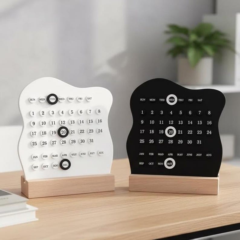 Wooden DIY Cloud Ring Desk Calendar – Cute Adjustable Perpetual ...