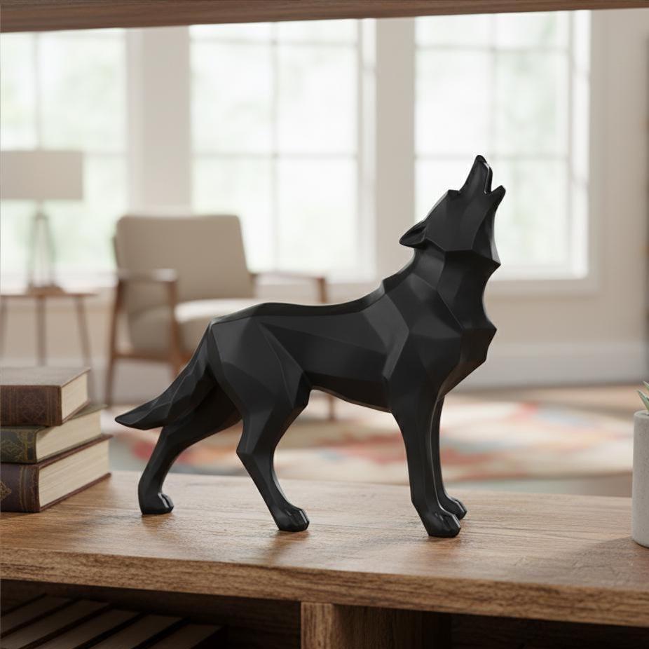 Modern Abstract Wolf Figurine – Geometric Resin Wolf Statue, Animal ...