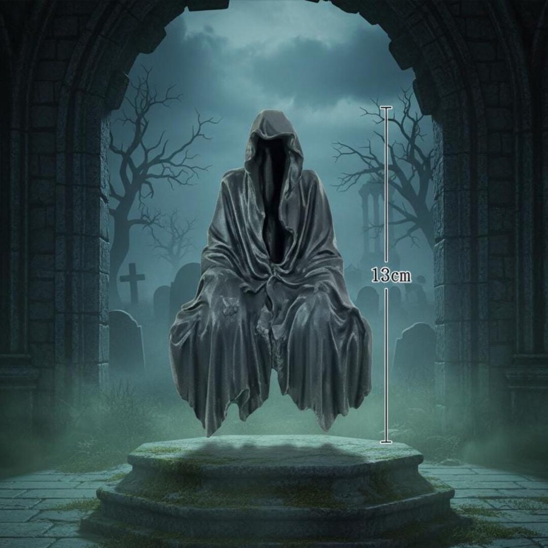 Black Grim Reaper Statue | Horror Resin Ghost Figurine, Creepy Skeleton ...
