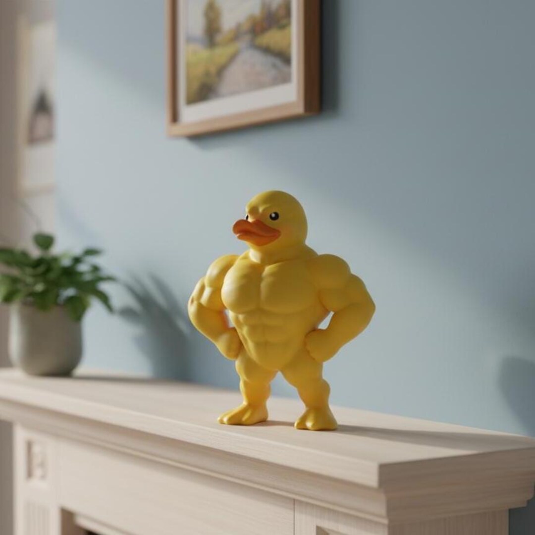 Muscle Duck Statue | 3D Printed Strong Duck Figurine, Funny Whimsical ...