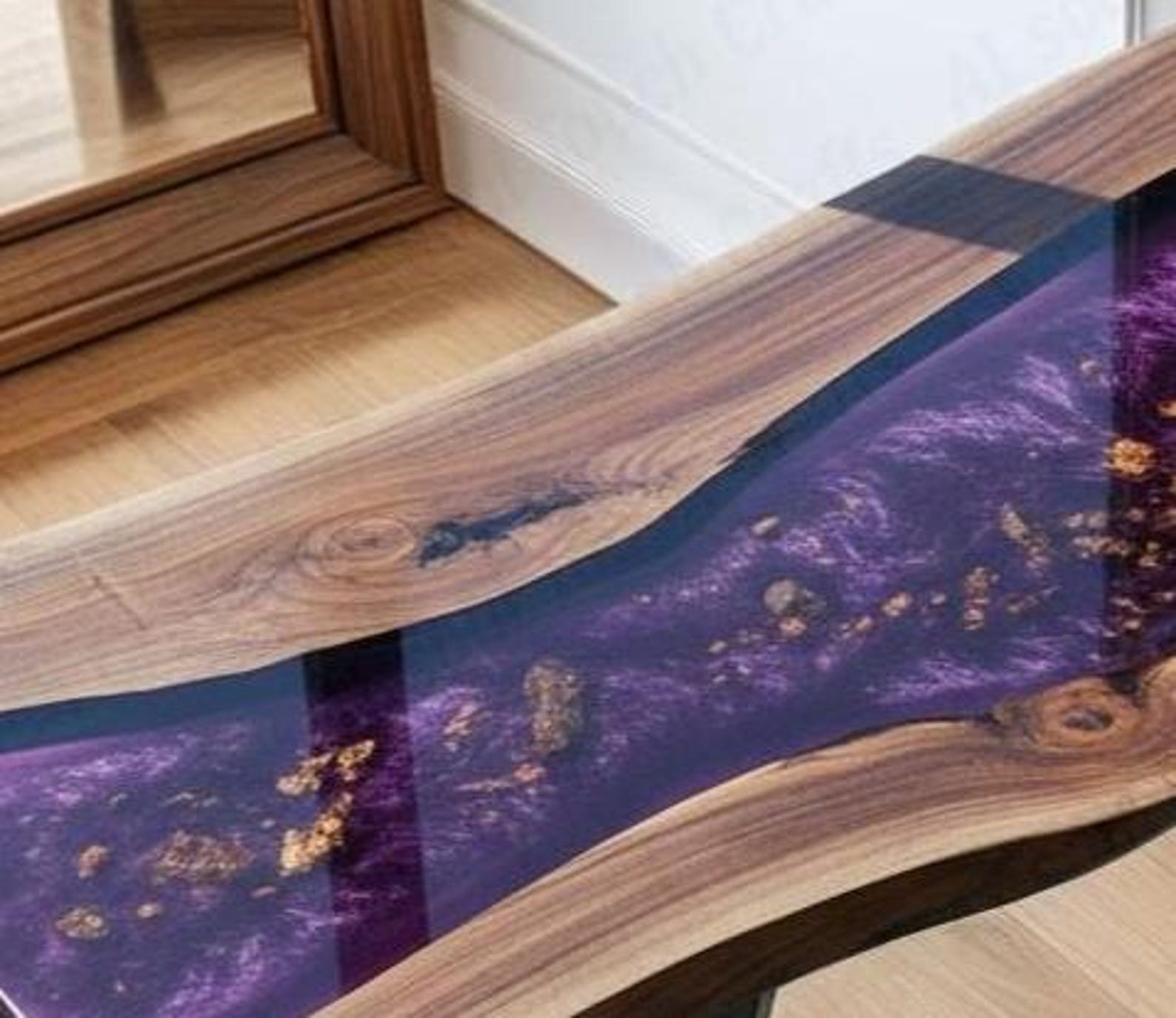 Purple Epoxy Resin Dining Table, Live Edge Walnut Coffee Table, Custom ...