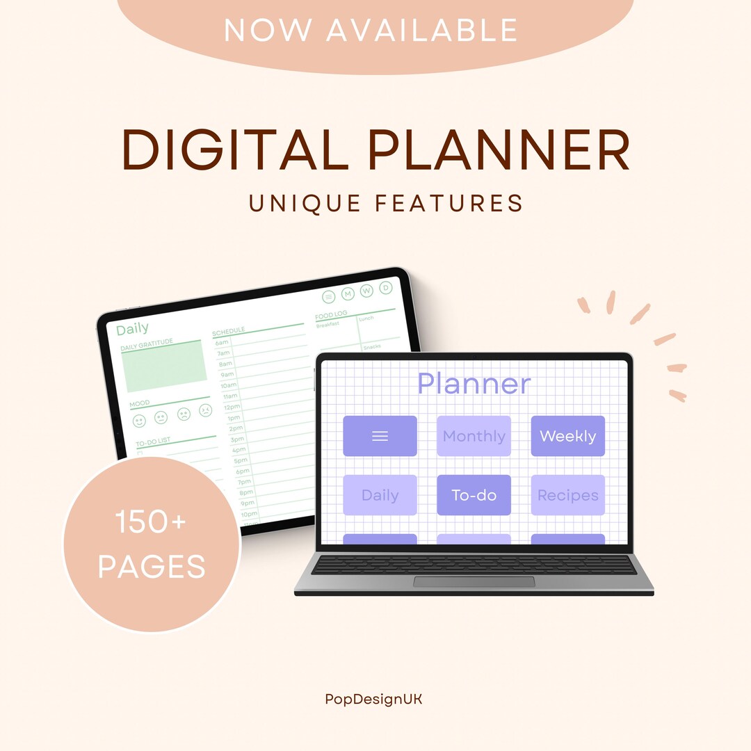 Pastel Digital Planner: Hyperlinked Daily, Weekly, Monthly PDF (instant ...