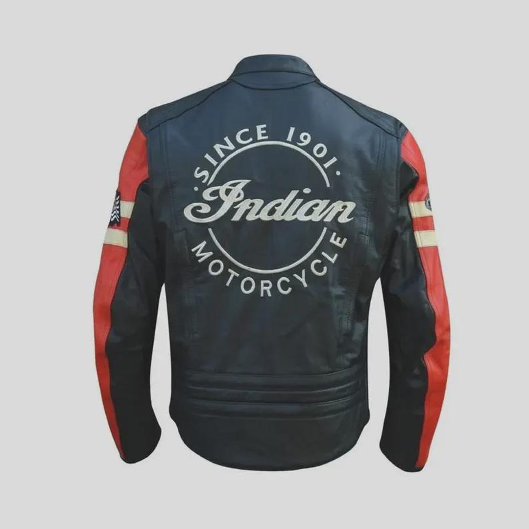 Men’s Indian Motorcycle Leather Jacket: Vintage Cowhide Biker Jacket - Etsy