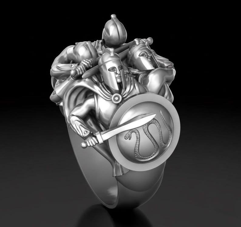 Sterling Silver Warriors Brotherhood Ring – Oxidized Biker Statement ...
