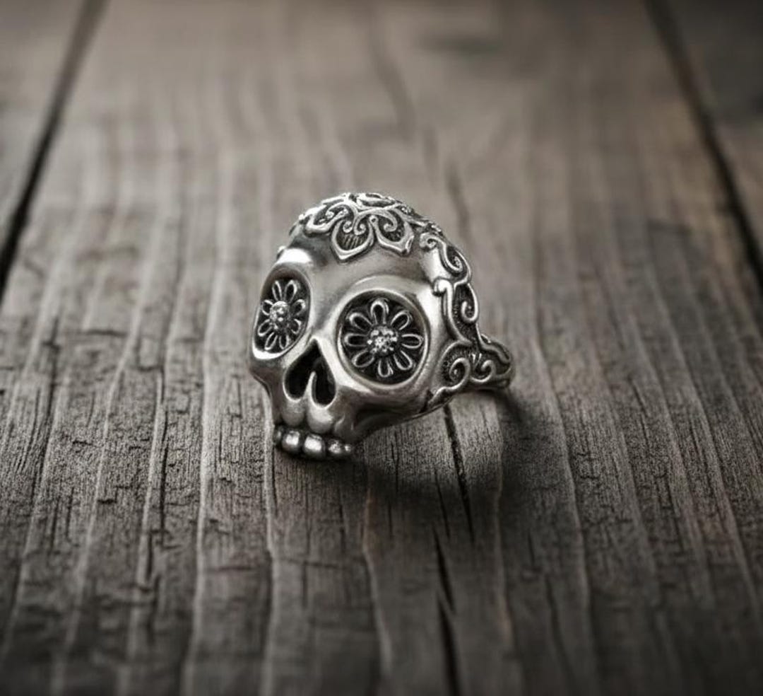 Sugar Skull Ring – Sterling Silver Day of the Dead Ring, Dia De Los ...