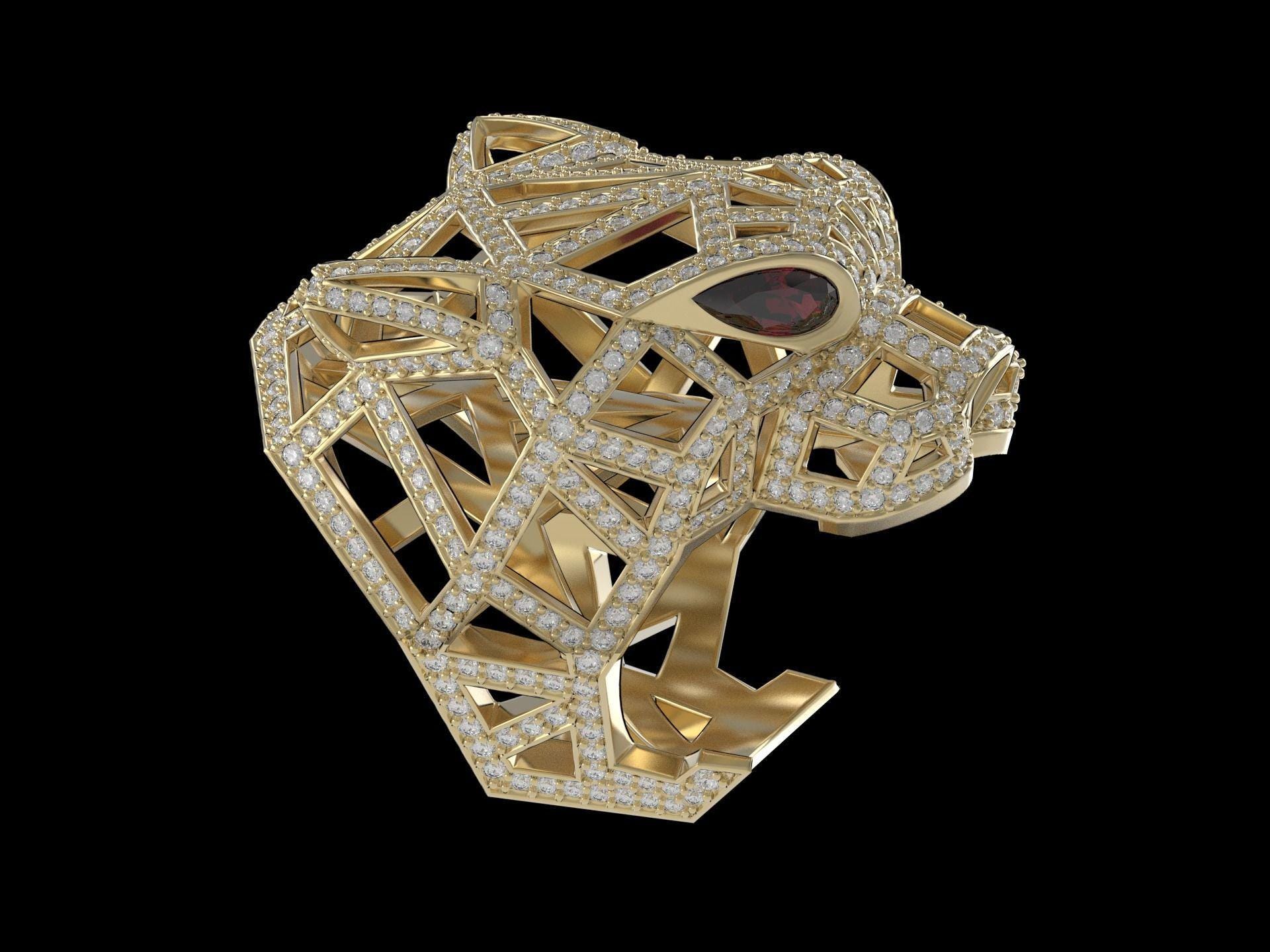 Diamond Panther Ring – Sterling Silver Animal Jewelry for Men - Etsy