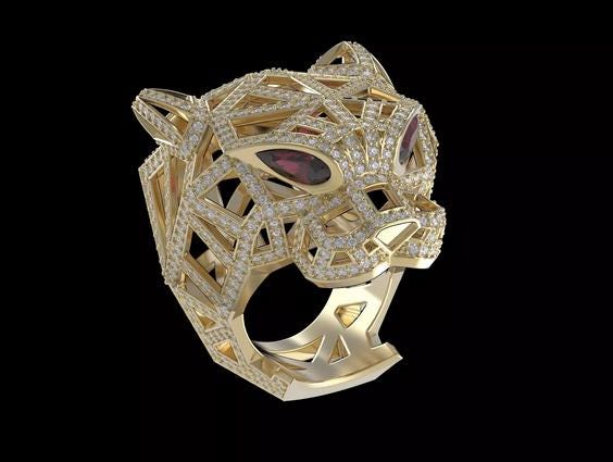 Diamond Panther Ring – Sterling Silver Animal Jewelry for Men - Etsy