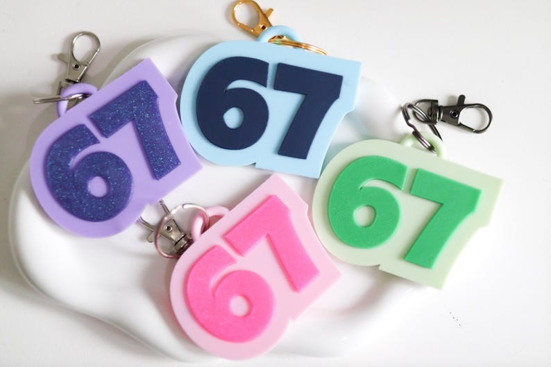 Trendy '67' Keychain | 3D Printed Meme Bag Charm - Etsy