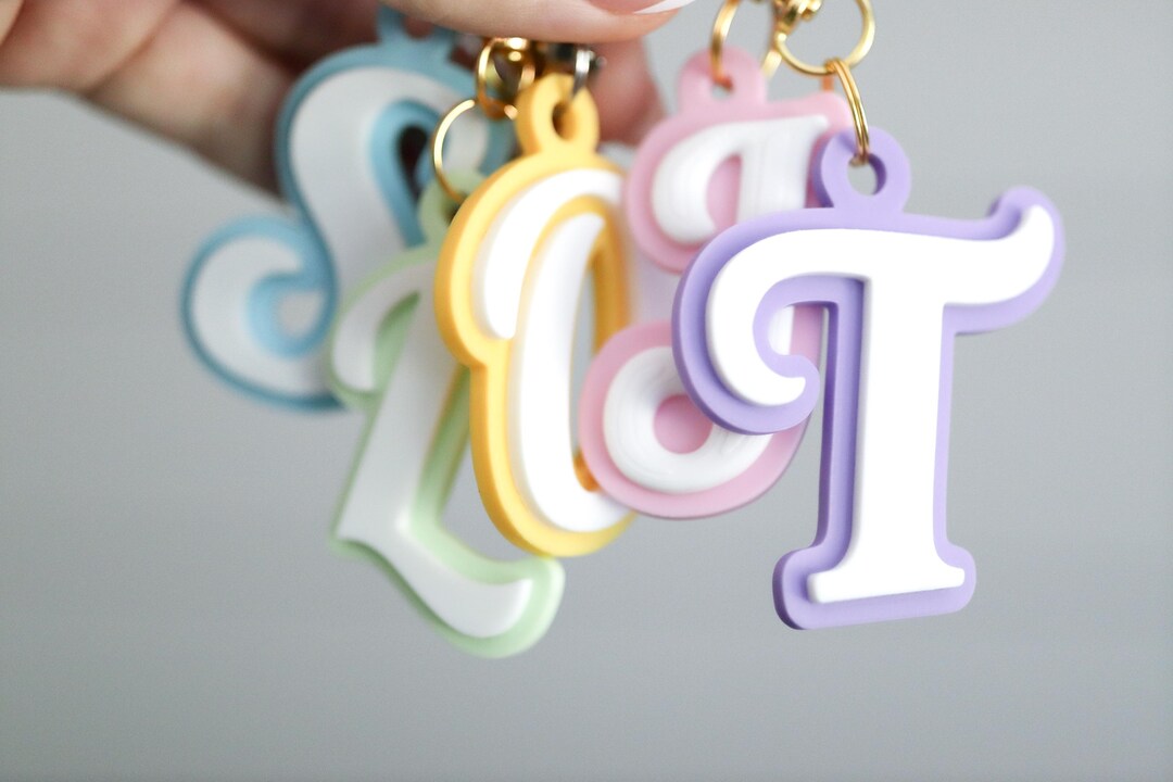 Cursive Initial Custom Keychain | Personalized Bag Charm - Bridesmaid ...