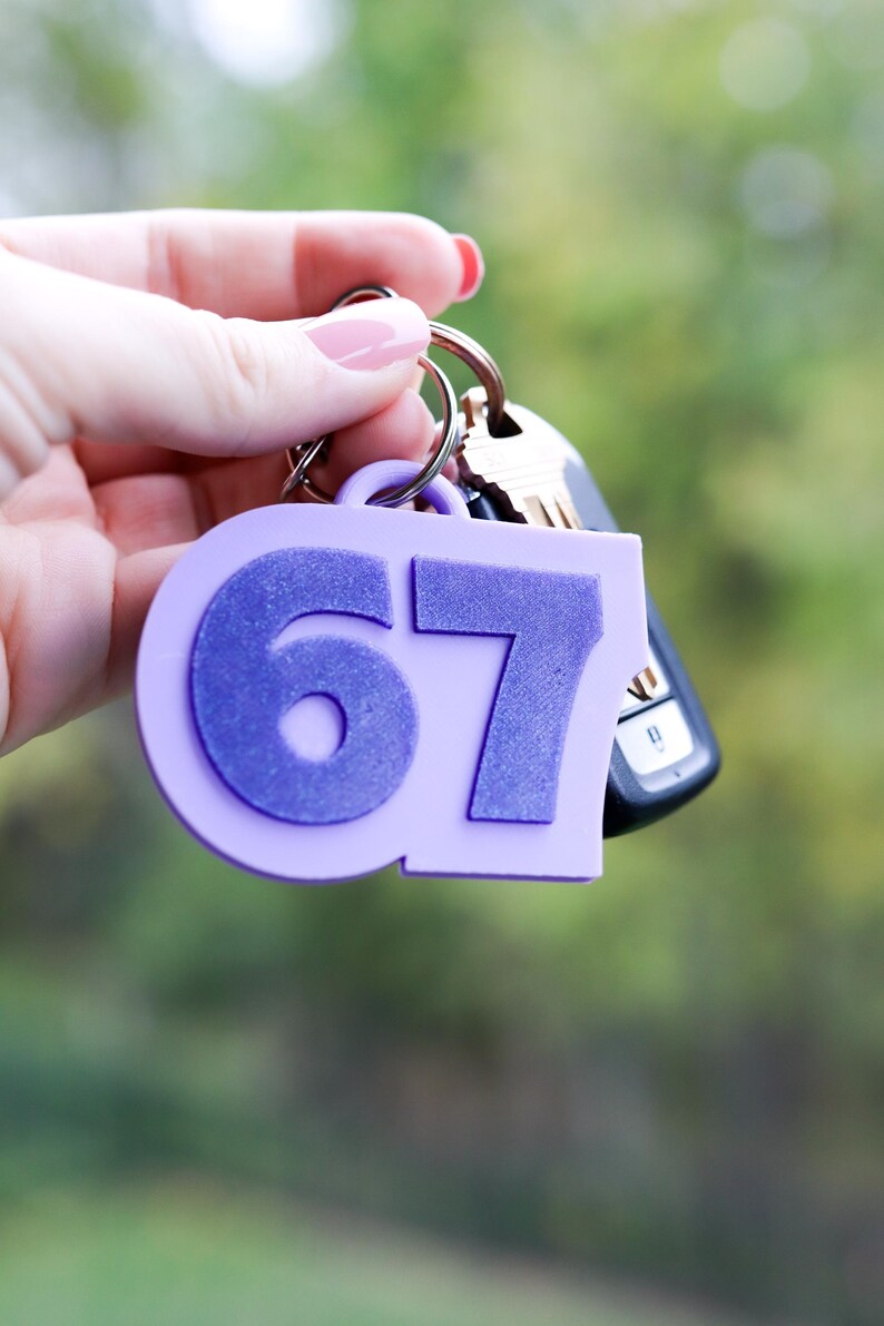 Trendy '67' Keychain | 3D Printed Meme Bag Charm - Etsy