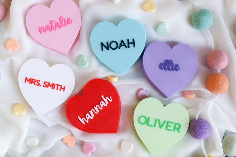 Custom Heart Kids Name Sign | 3D Printed Personalized Nursery Decor ...